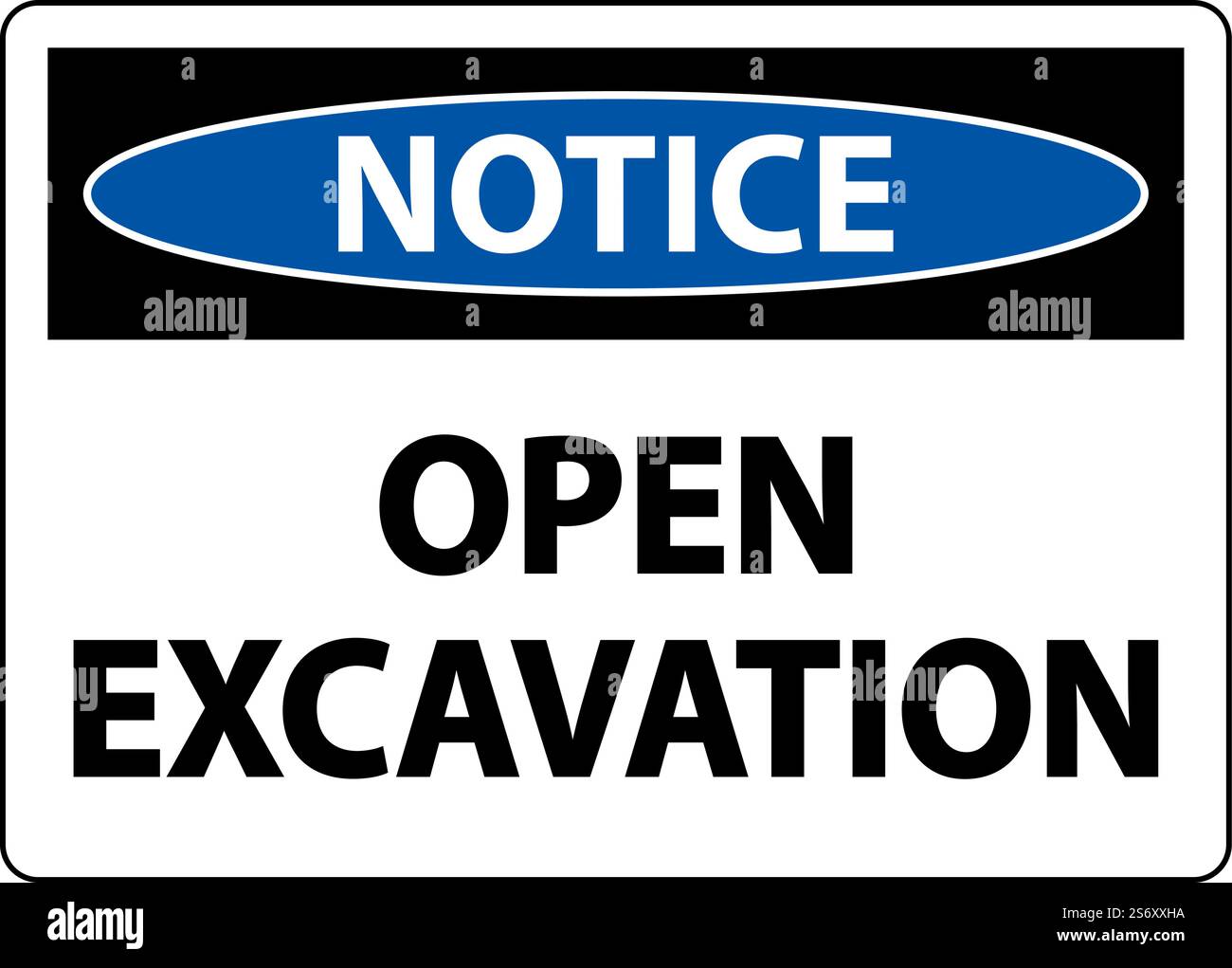 Notice Open Excavation Sign On White Background Stock Vector Image ...