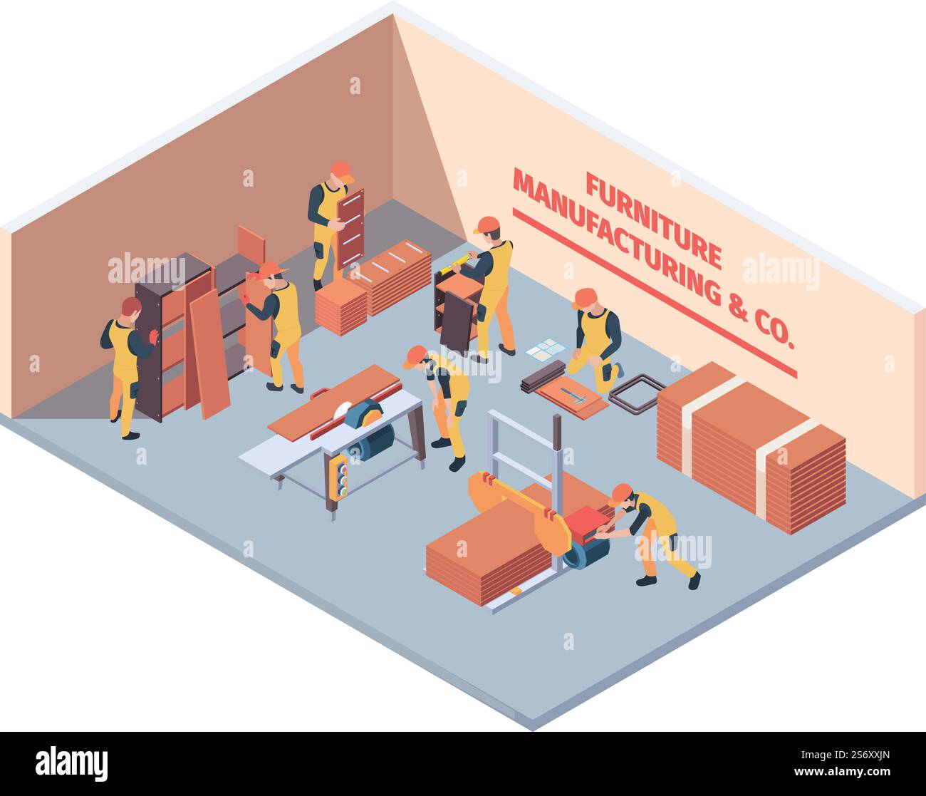 Furniture crafting. Industrial manufacturing armchairs sofa wooden ...