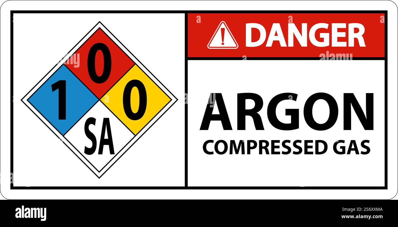 NFPA Danger Argon Compressed Gas 1-0-0-SA Sign Stock Vector Image & Art ...