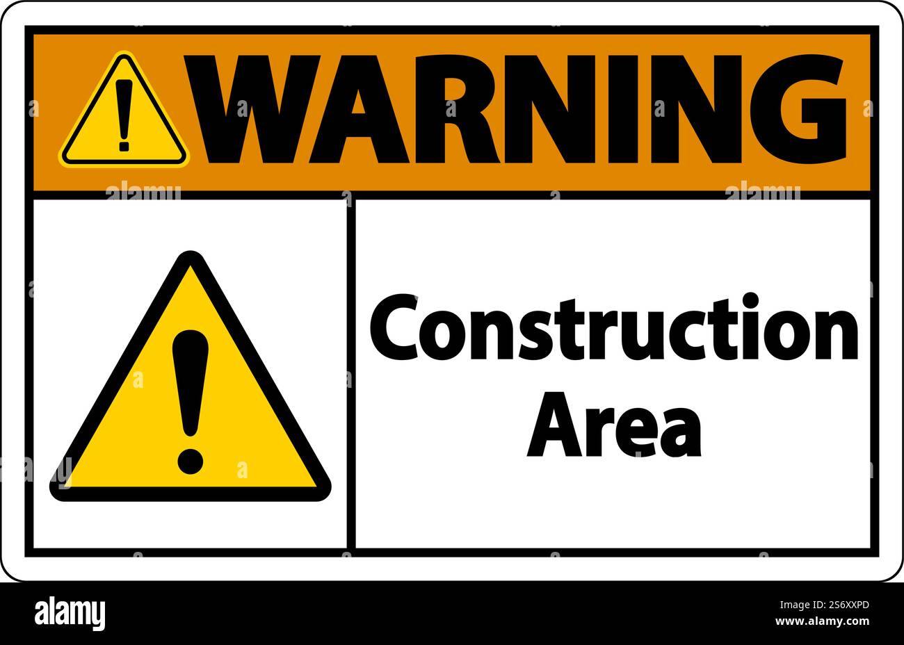 Warning Construction Area Symbol Sign On White Background Stock Vector ...