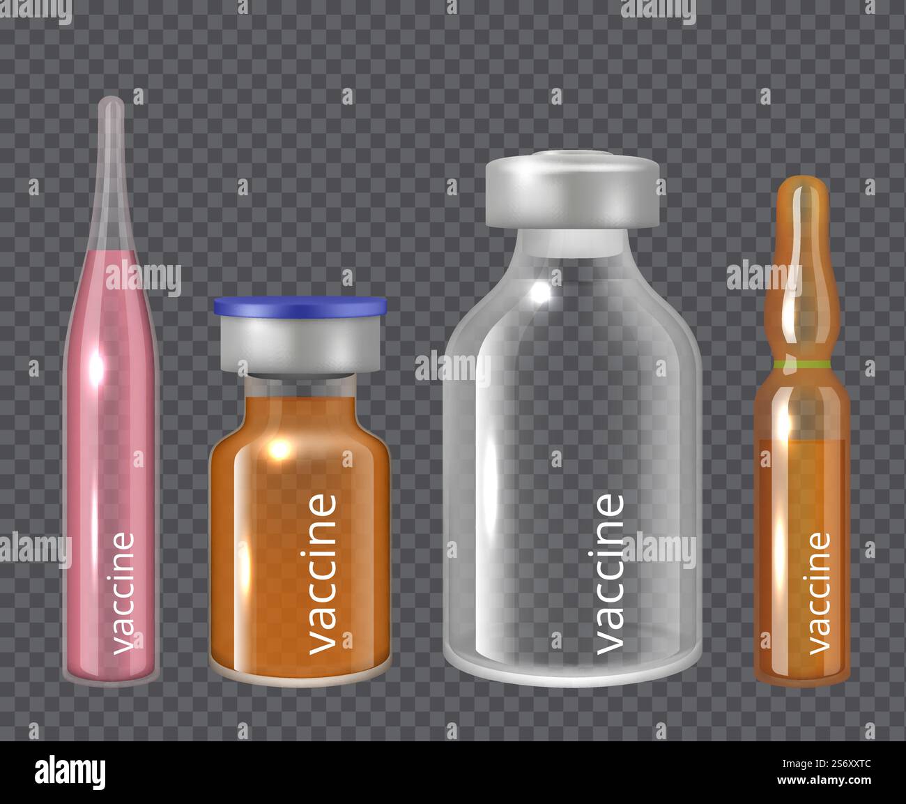 Medical ampoules. Healthcare items for treatment chemical vitamins ...