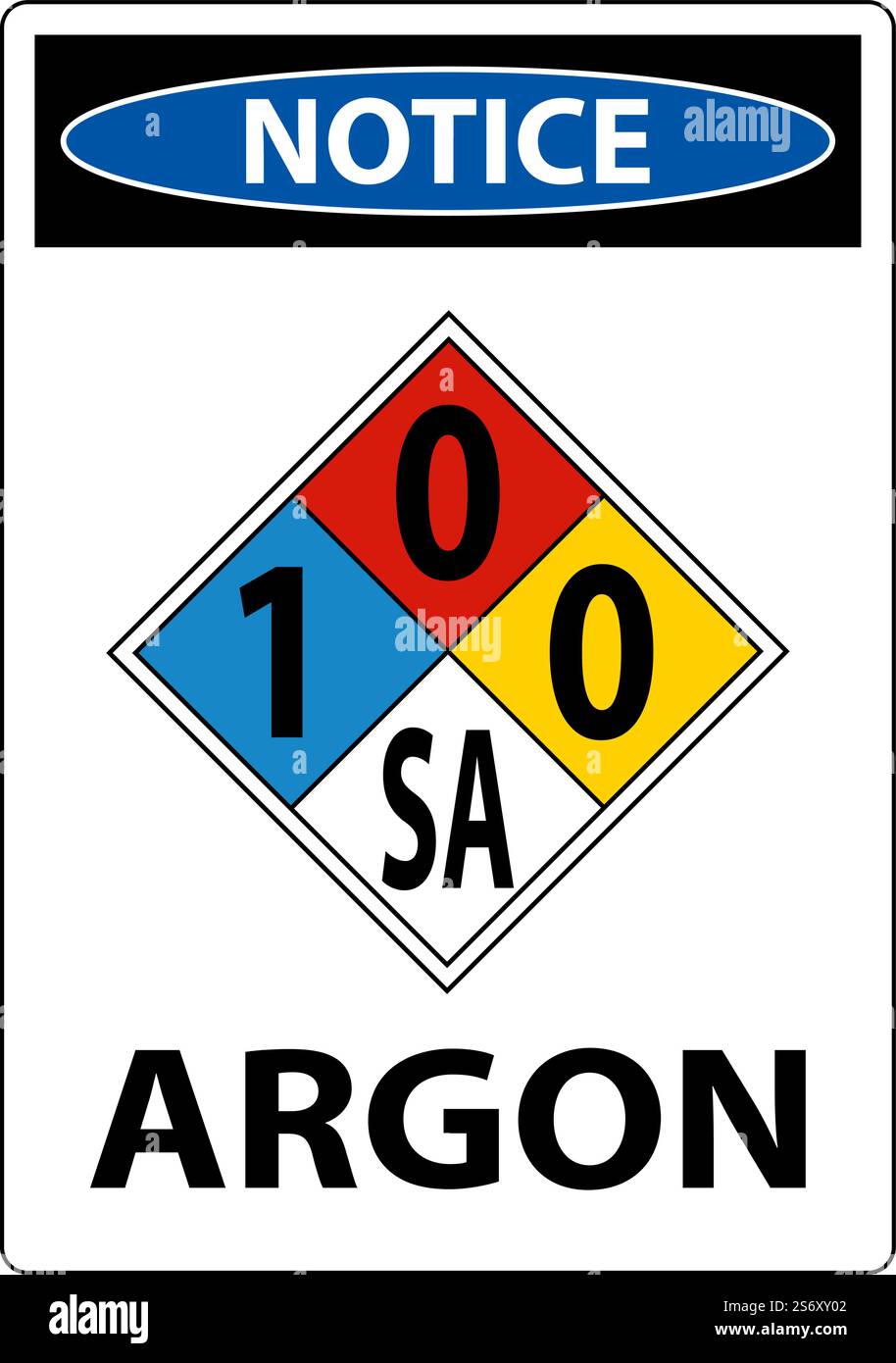 NFPA Notice Argon 1-0-0-SA Sign On White Background Stock Vector Image ...