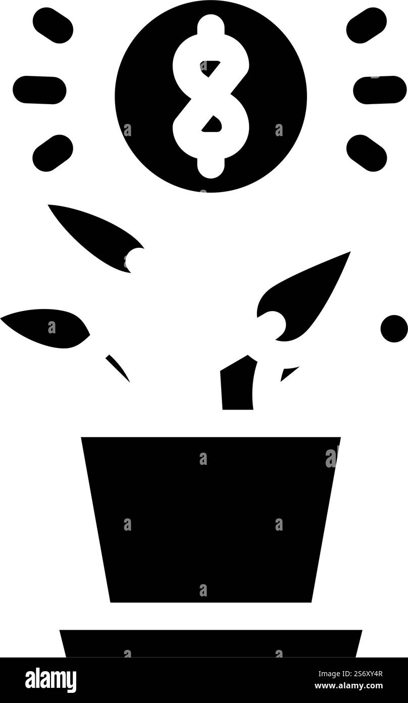 increasing wealth glyph icon vector. increasing wealth sign. isolated ...