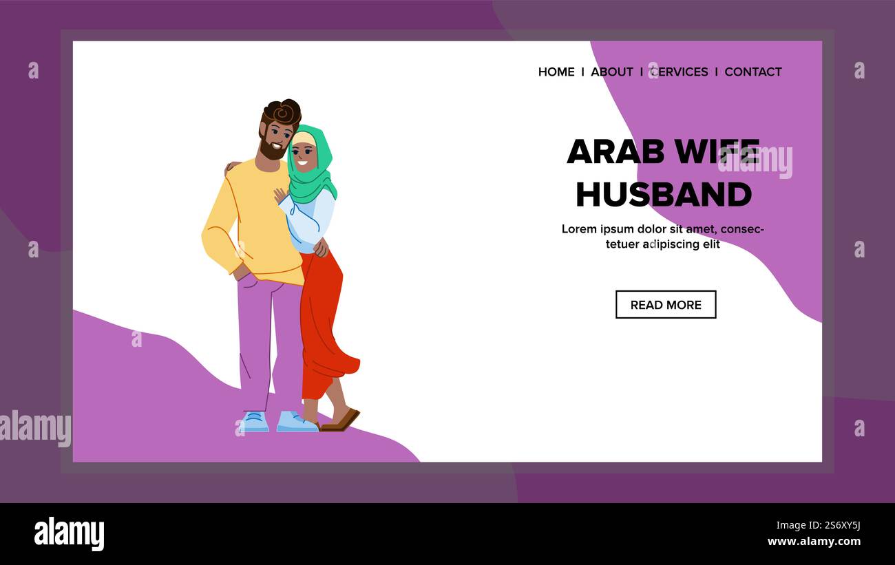 arab wife husband vector. saudi people couple, muslim happy arabian ...