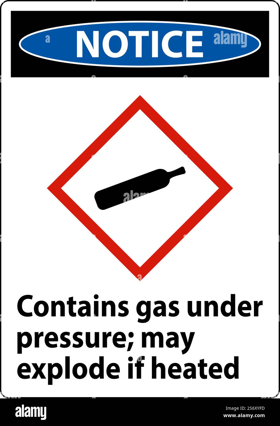 Notice Contains Gas Under Pressure GHS Sign On White Background Stock ...