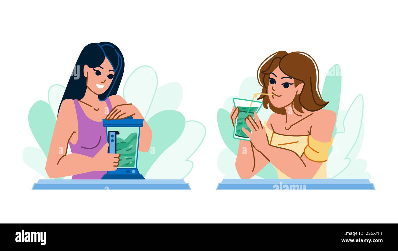 smoothie woman vector. juice drink, healthy fruit, fresh diet, shake ...