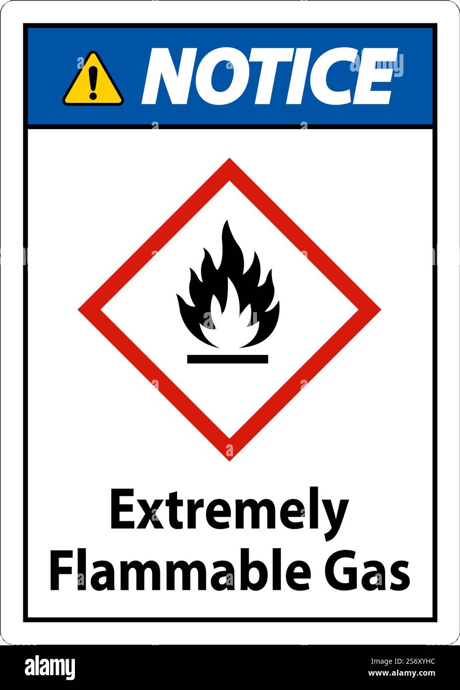 Notice Extremely Flammable Gas GHS Sign On White Background Stock ...