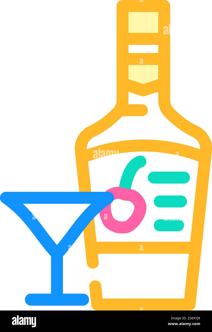 cherry liqueur alcohol color icon vector. cherry liqueur alcohol sign ...