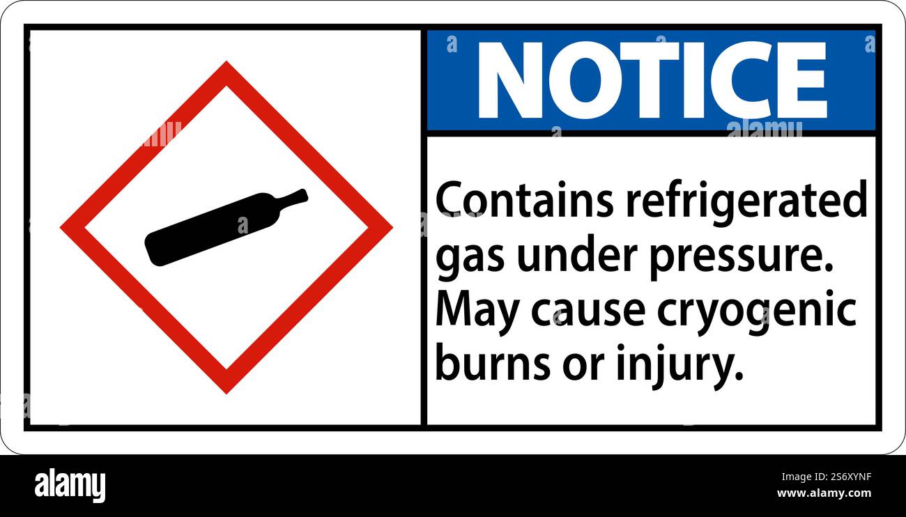 Notice Contains Refrigerated Gas Under Pressure GHS Sign Stock Vector ...