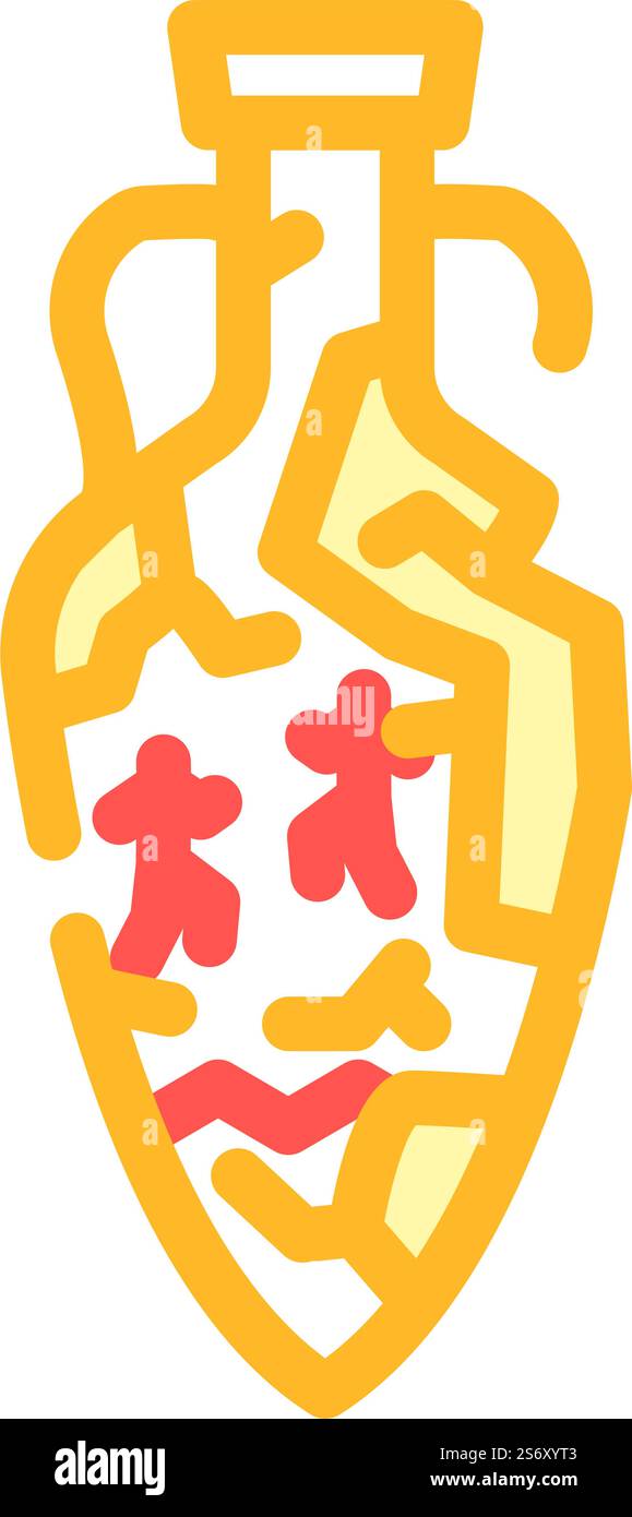cracked amphora color icon vector. cracked amphora sign. isolated ...