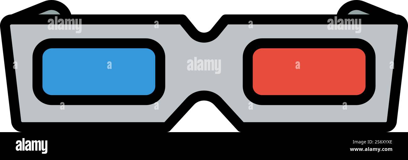 3d Goggle Icon. Editable Bold Outline With Color Fill Design. Vector ...