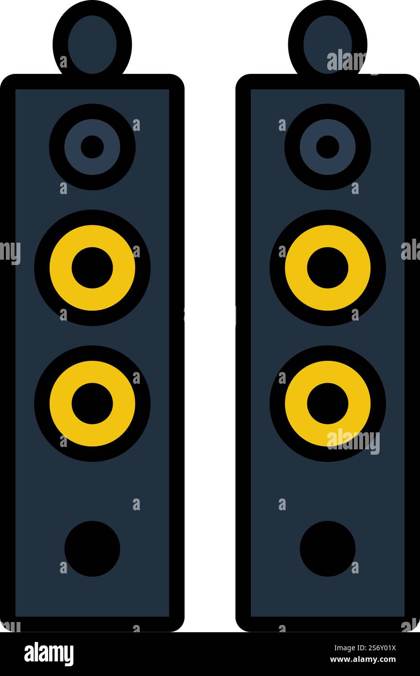 Audio System Speakers Icon. Editable Bold Outline With Color Fill ...