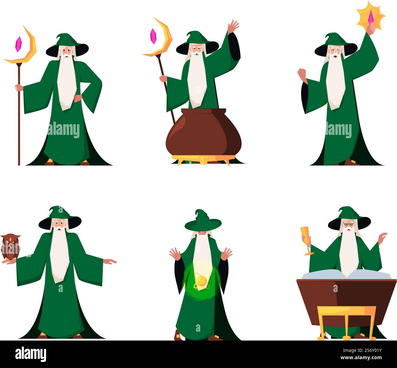 Magician character. Fantasy old wizard with magic stuff medieval ...