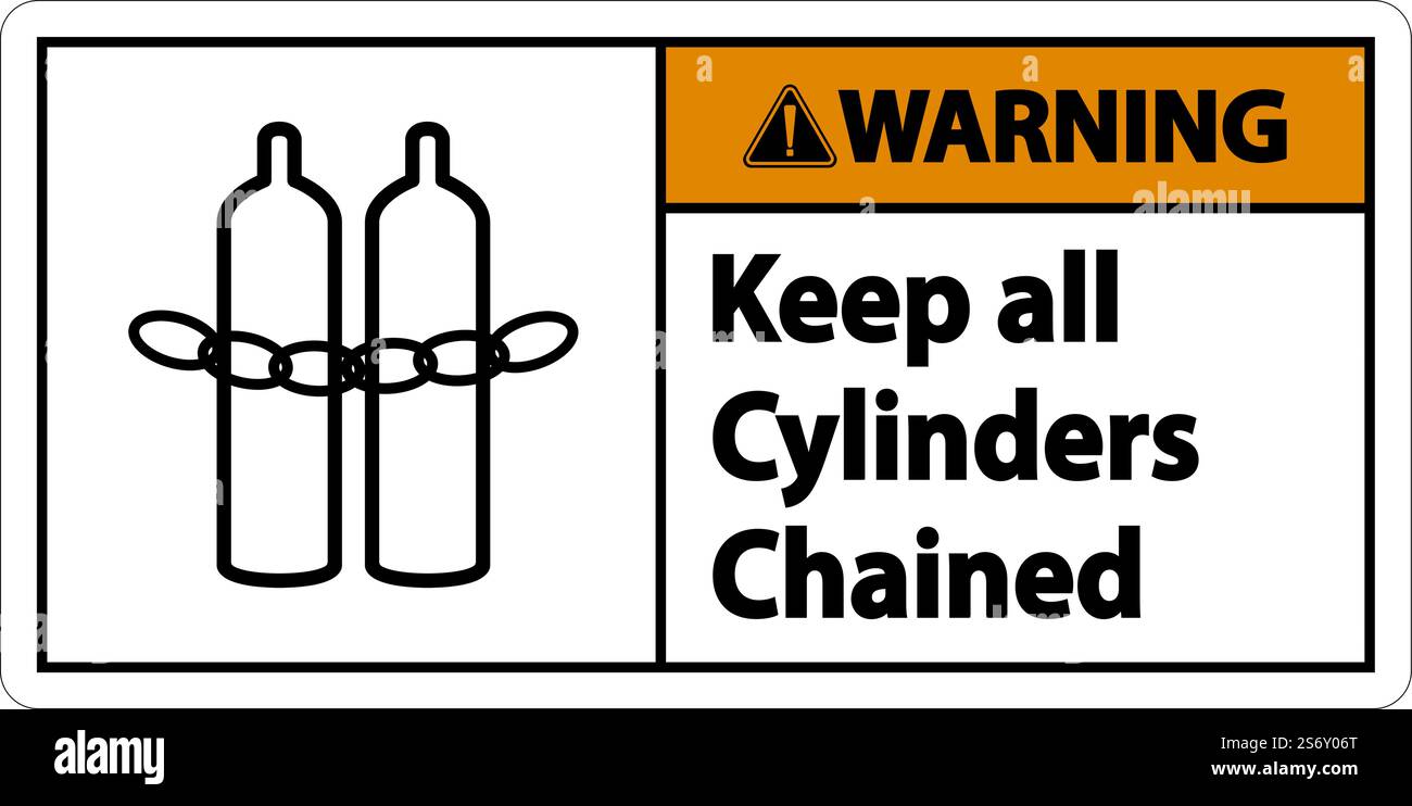 Warning Keep All Cylinders Chained Symbol Sign On White Background ...