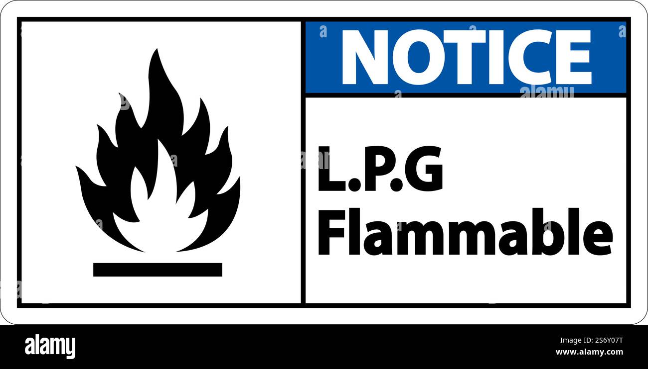Notice L.P.G Flammable Symbol Sign On White Background Stock Vector ...