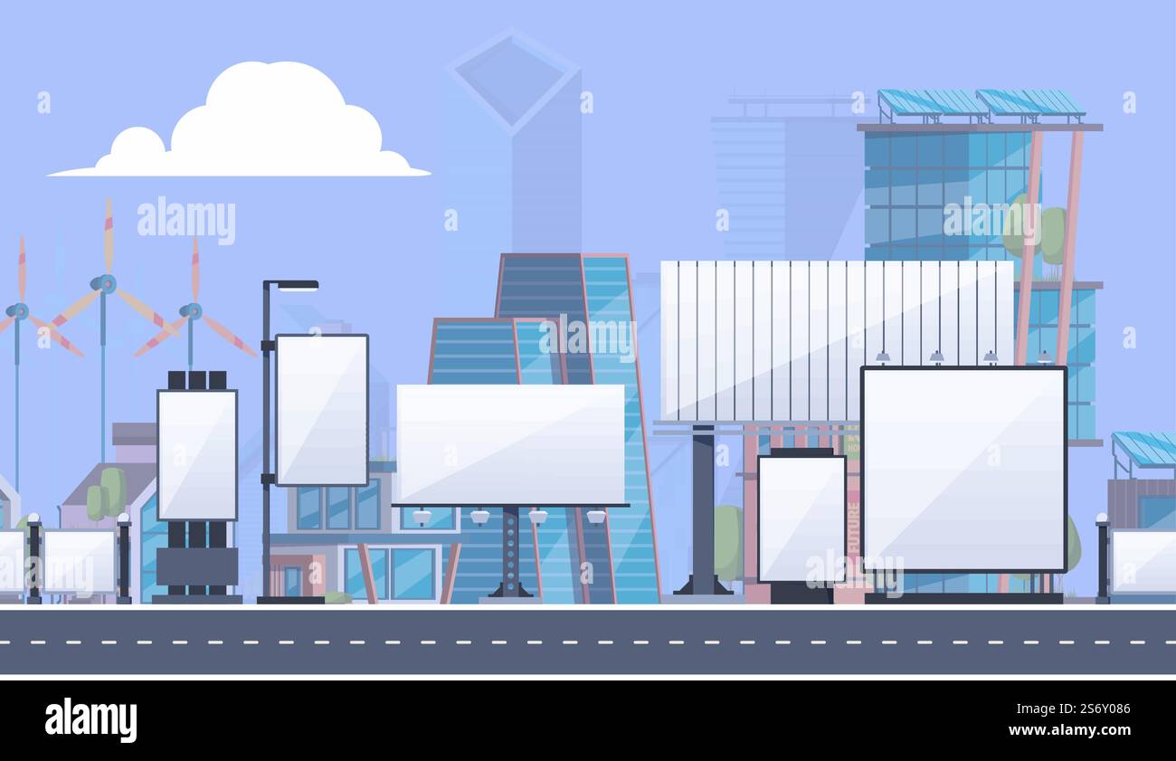 Urban landscape with billboards. City background with places to ...