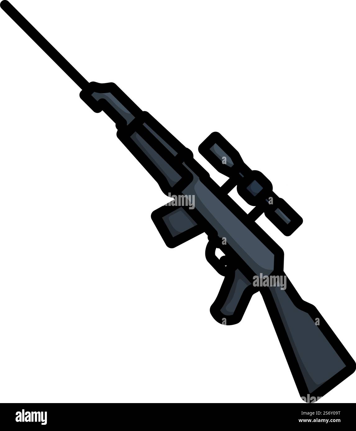 Sniper Rifle Icon. Editable Bold Outline With Color Fill Design. Vector ...