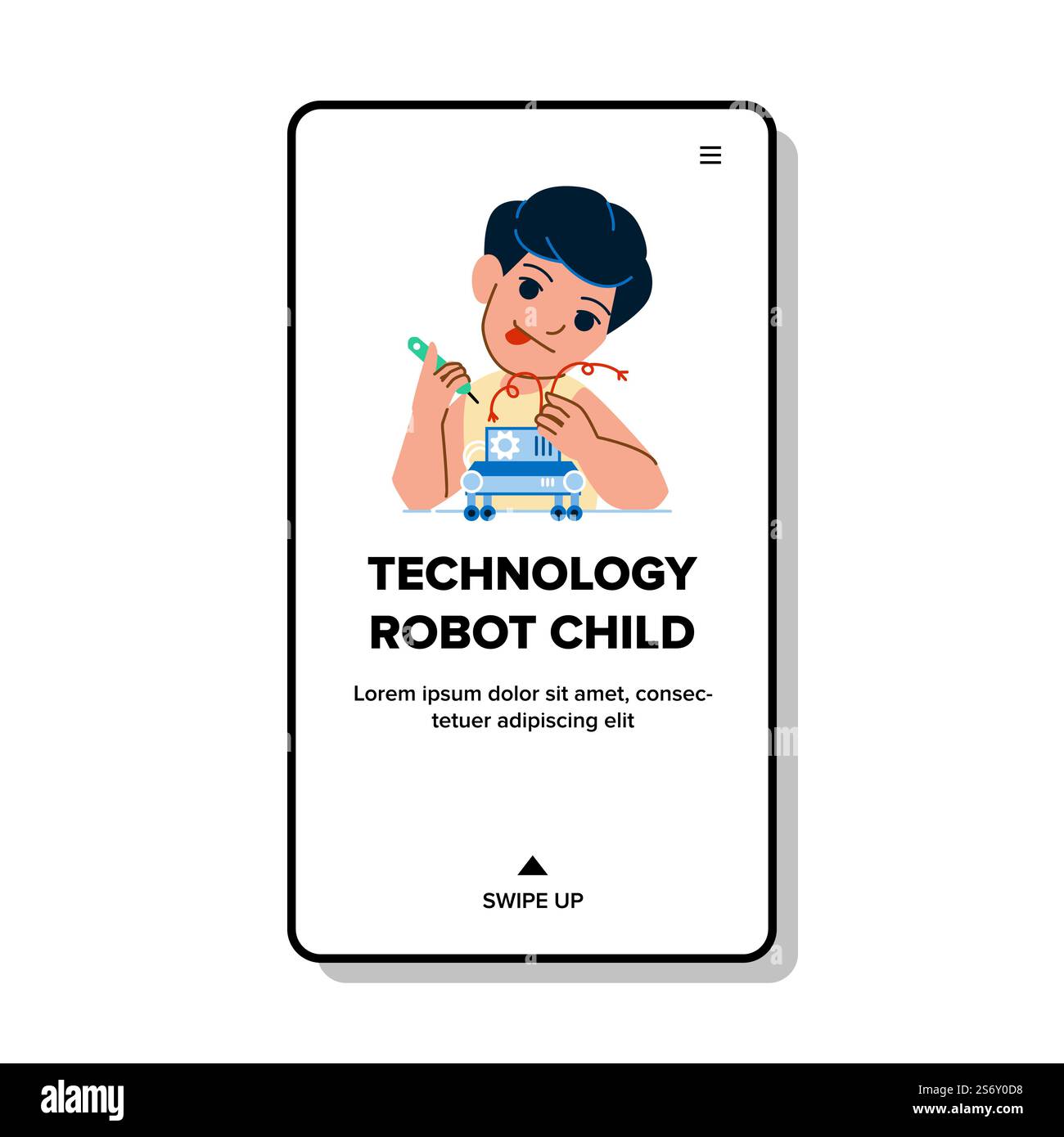 technology robot child vector. science kid, education student play ...