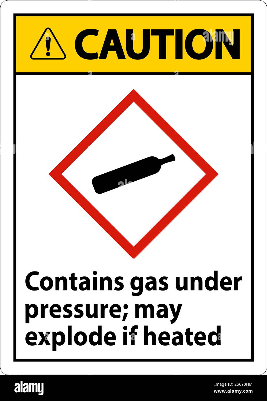 Caution Contains Gas Under Pressure GHS Sign On White Background Stock ...