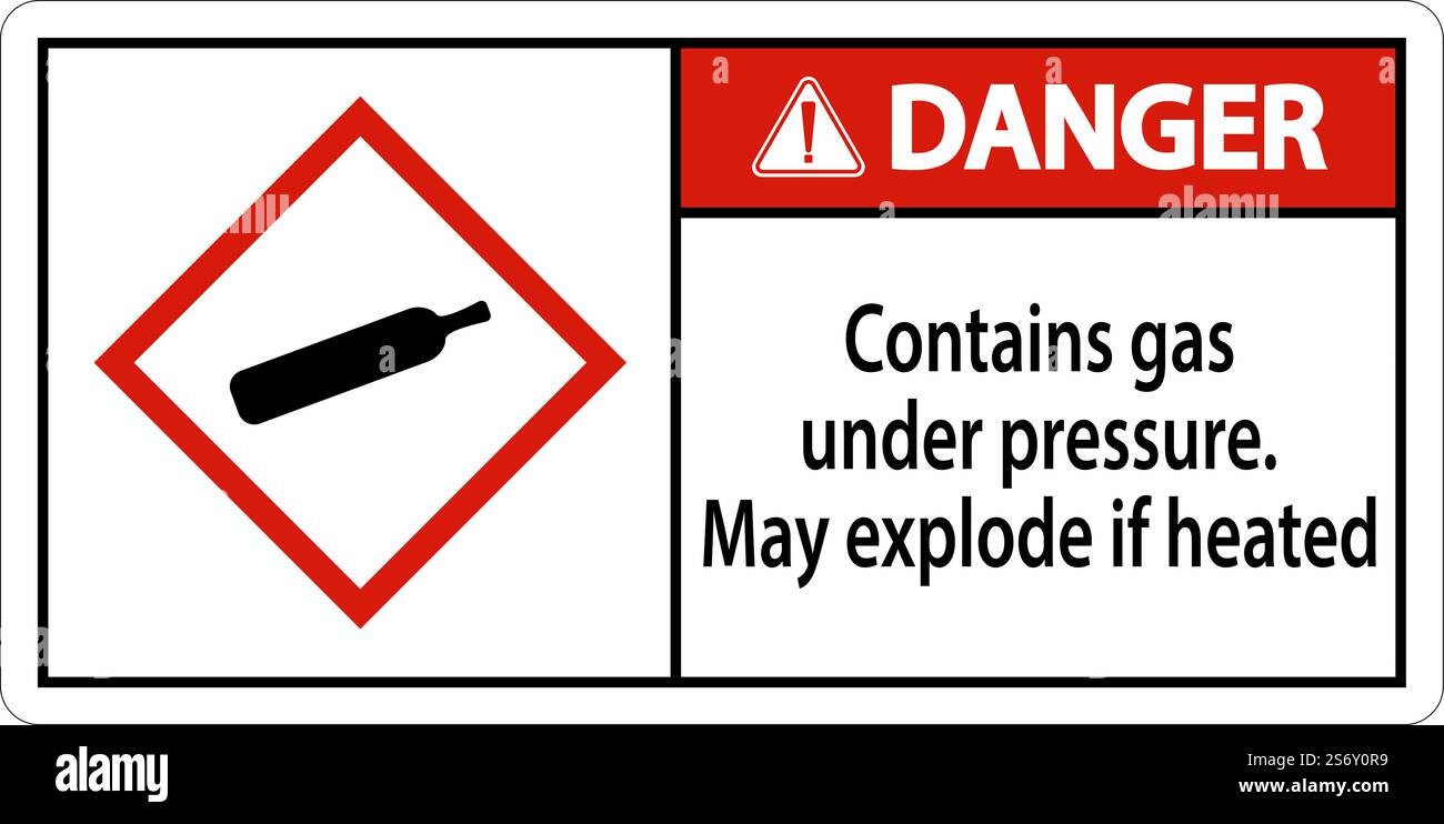 Danger Contains Gas Under Pressure GHS Sign On White Background Stock ...