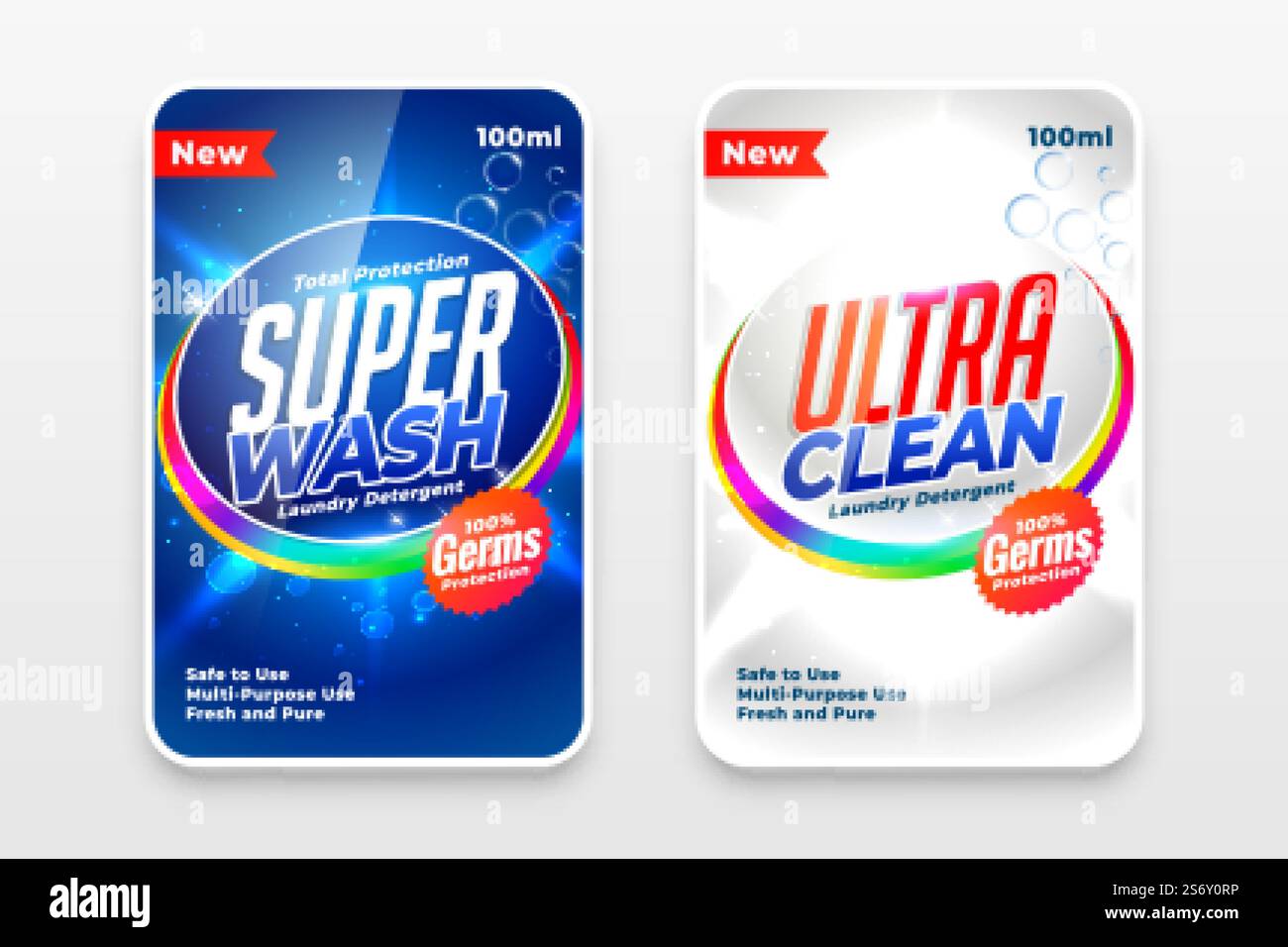 super detergent labels in blue and white colors Stock Vector Image ...