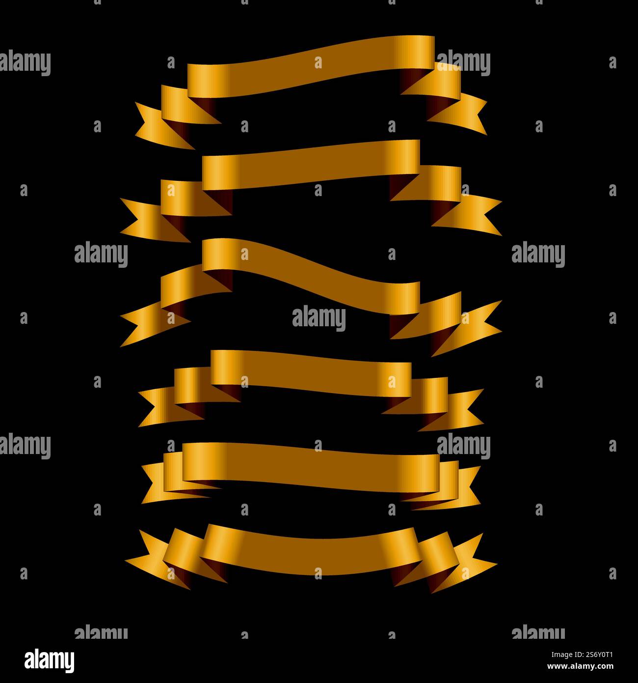 3d golden ribbons set of six Stock Vector Image & Art - Alamy