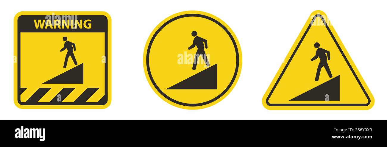 Beware Slope Symbol Sign Isolate On White Background,Vector ...