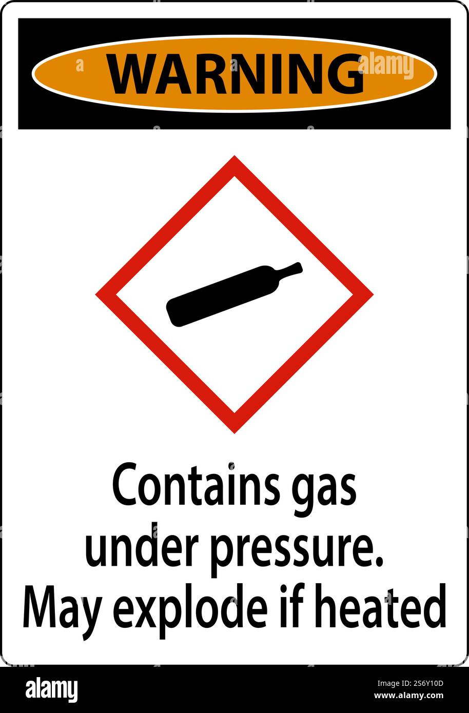 Warning Contains Gas Under Pressure GHS Sign On White Background Stock ...