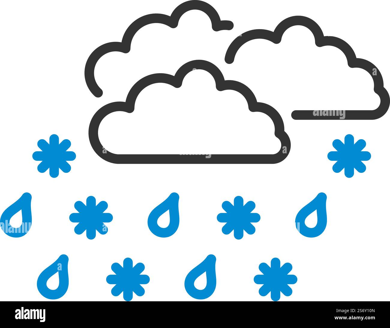 Rain With Snow Icon. Editable Bold Outline With Color Fill Design ...