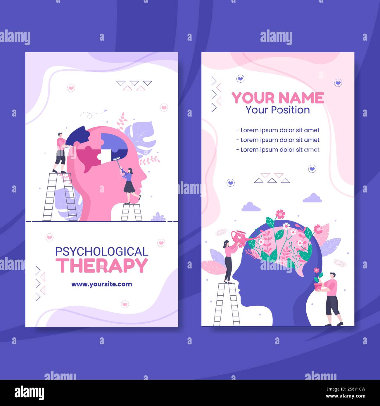 Psychology Card Vertical Template Flat Cartoon Background Vector ...