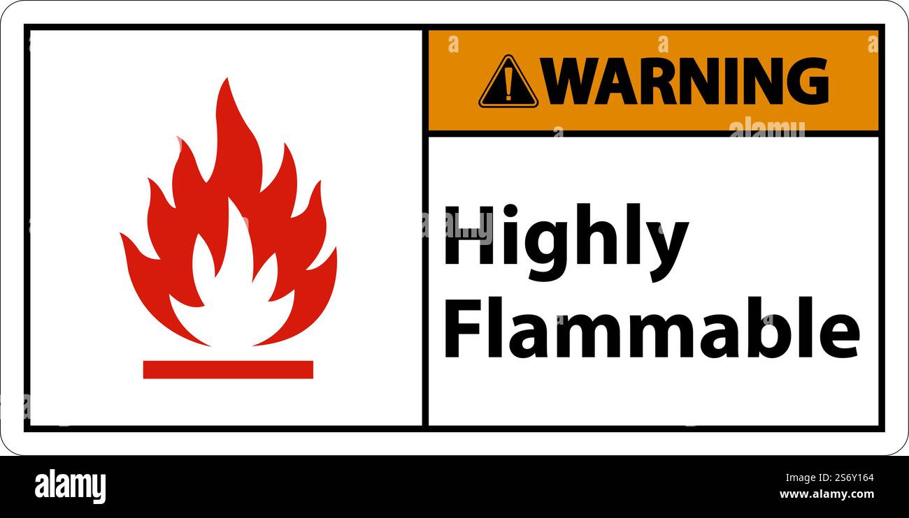Warning Highly Flammable Sign On White Background Stock Vector Image ...