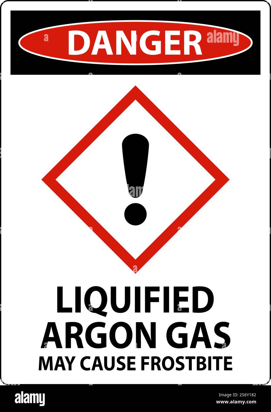 Danger Liquified Argon Gas GHS Sign On White Background Stock Vector ...