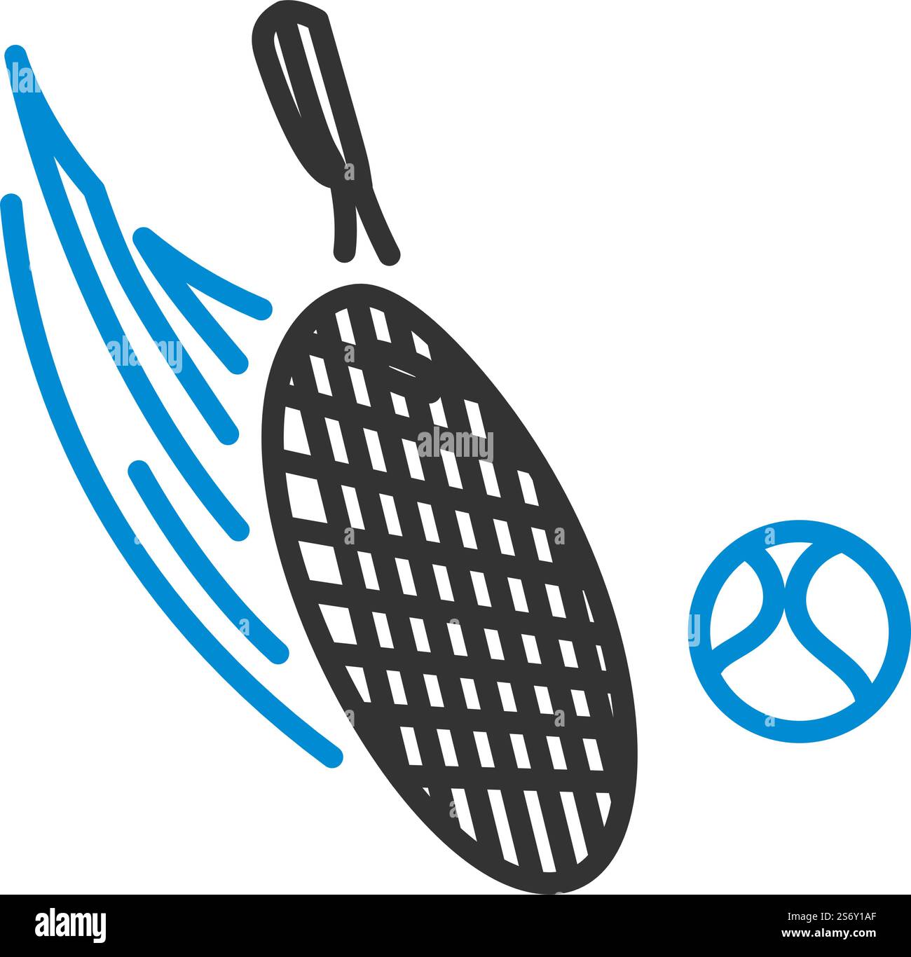 Tennis Racket Hitting A Ball Icon. Bold outline design with editable ...