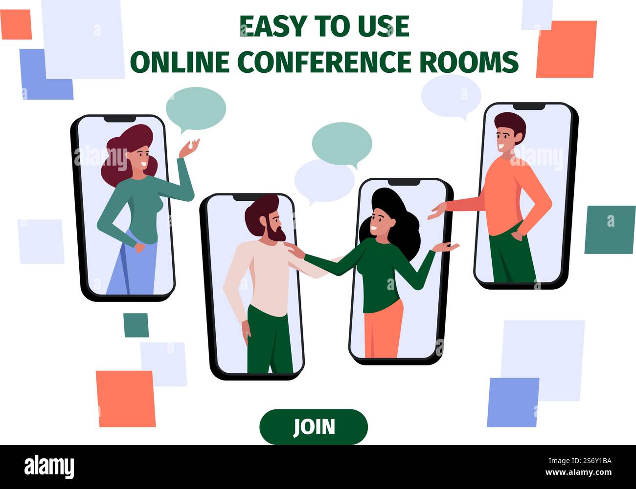 Online dialogue. Concept illustration of chatting persons friends ...