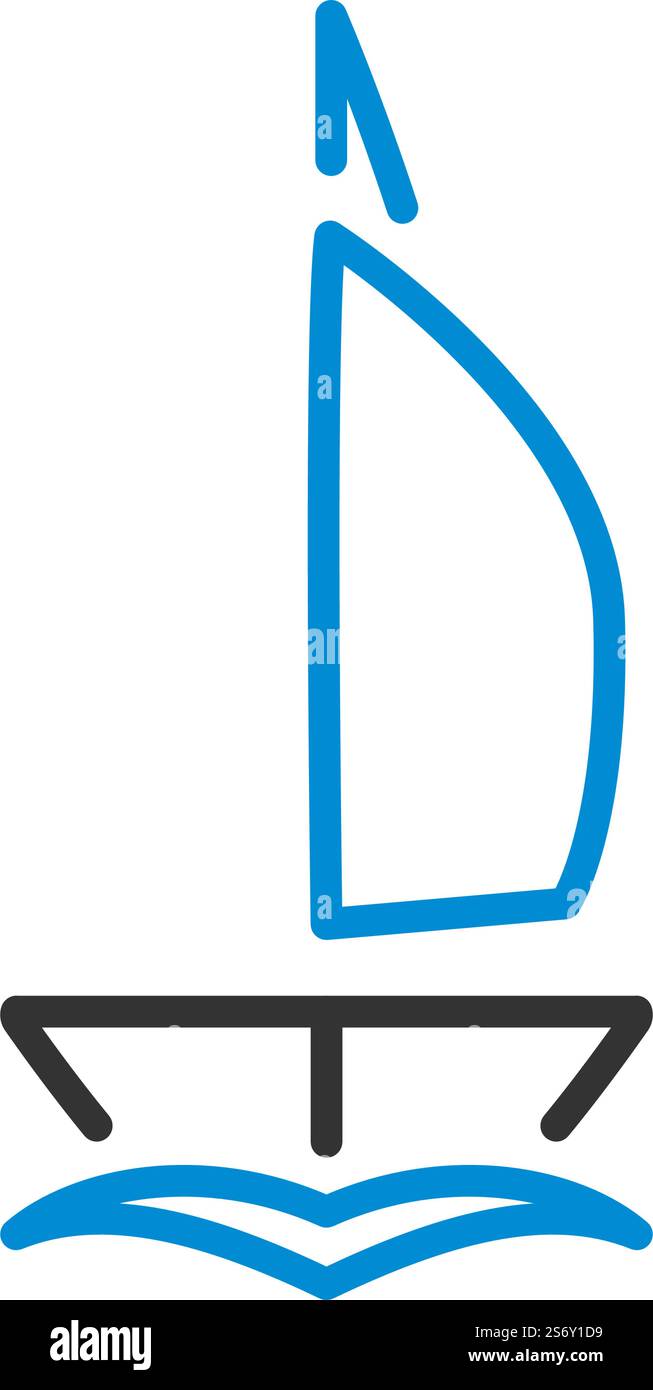 Sail Yacht Icon. Editable Bold Outline With Color Fill Design. Vector ...