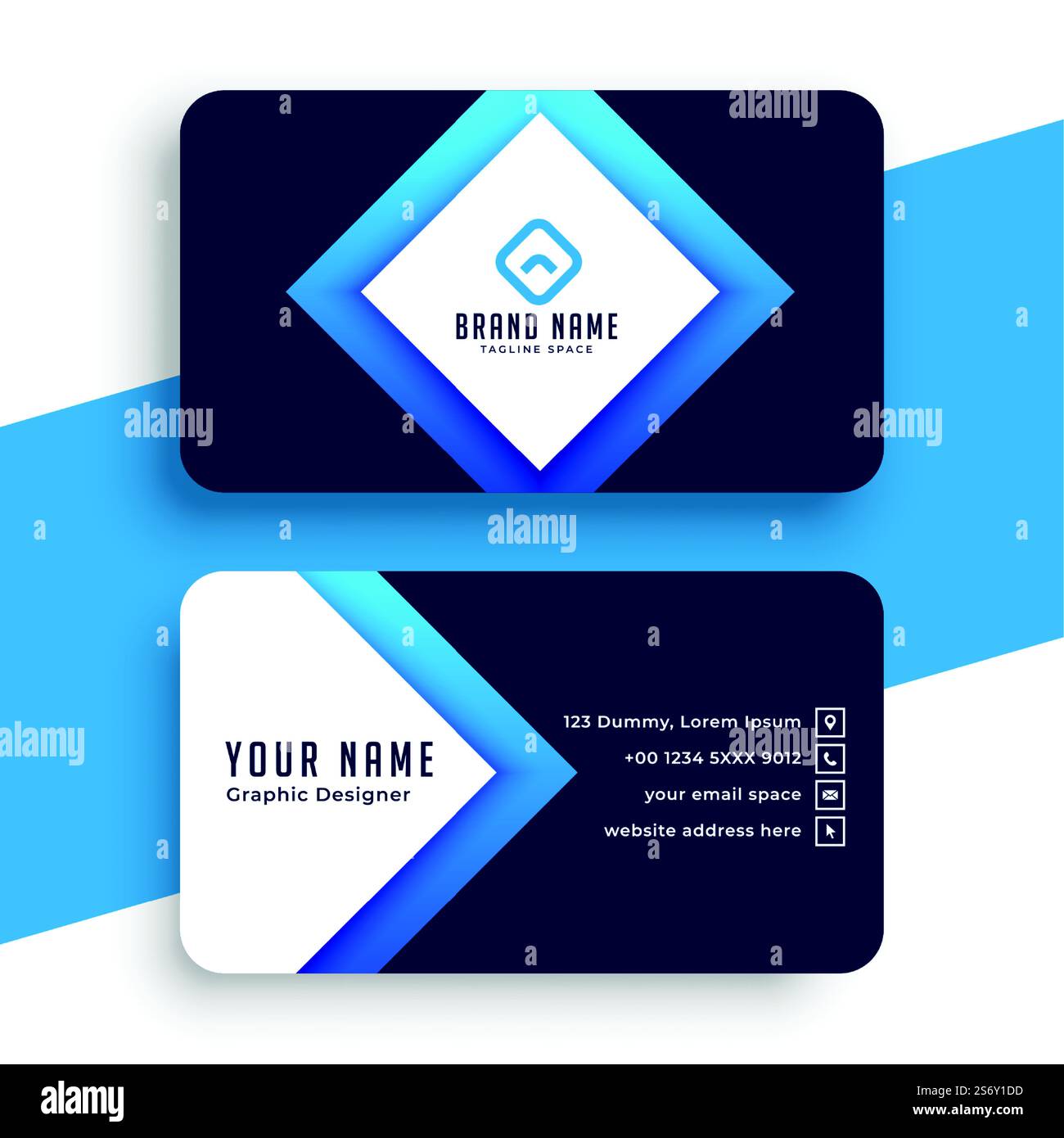Professional abstract blue business visiting card template vector Stock ...