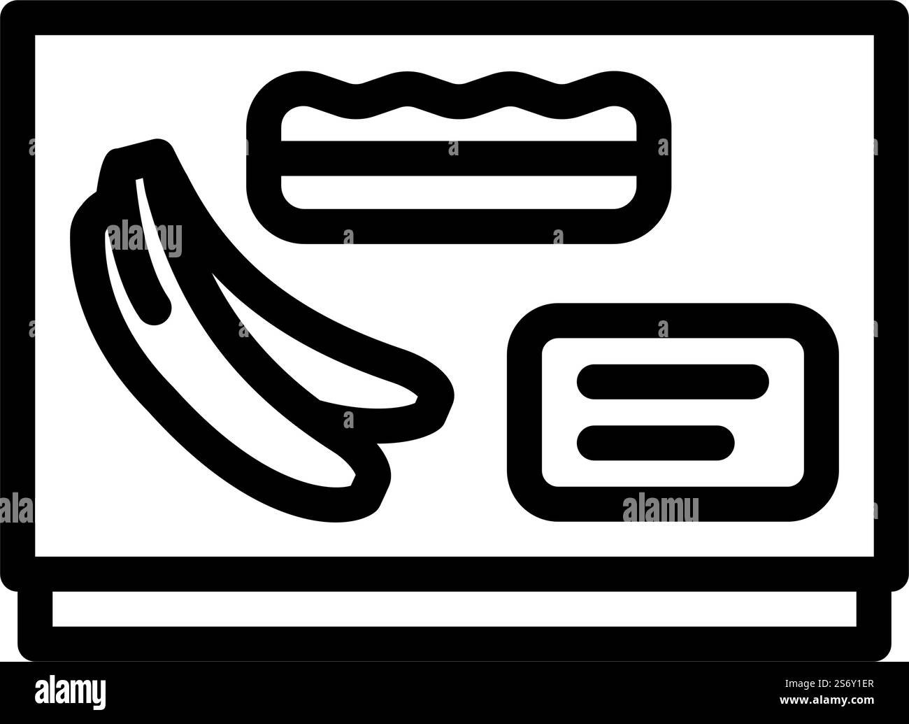 banana box packing line icon vector. banana box packing sign. isolated ...