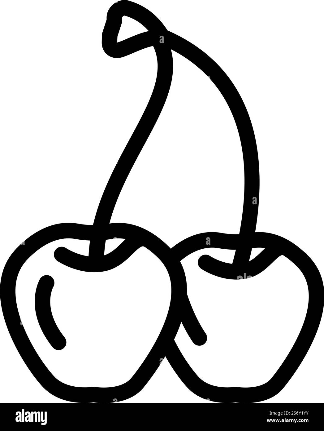 two cherries branch line icon vector. two cherries branch sign ...