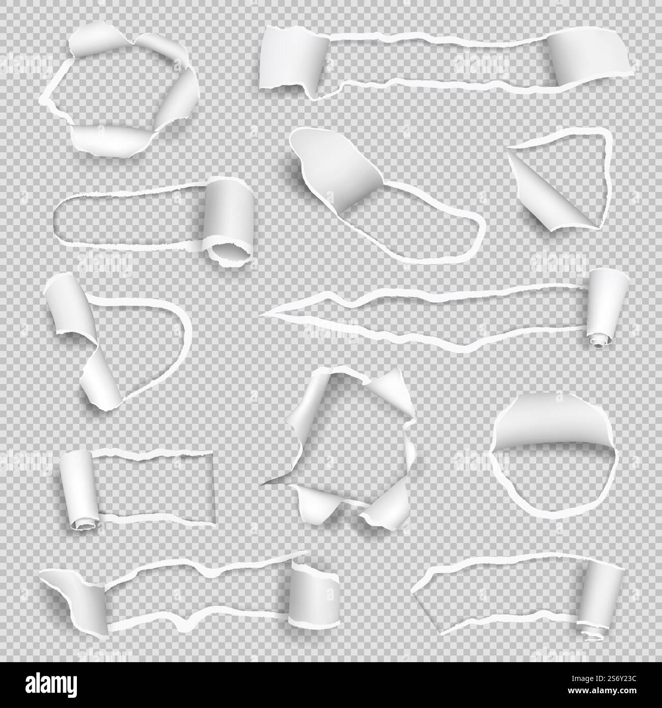 Ripping paper. Cardboard holes on vintage old paper transparent ragged ...