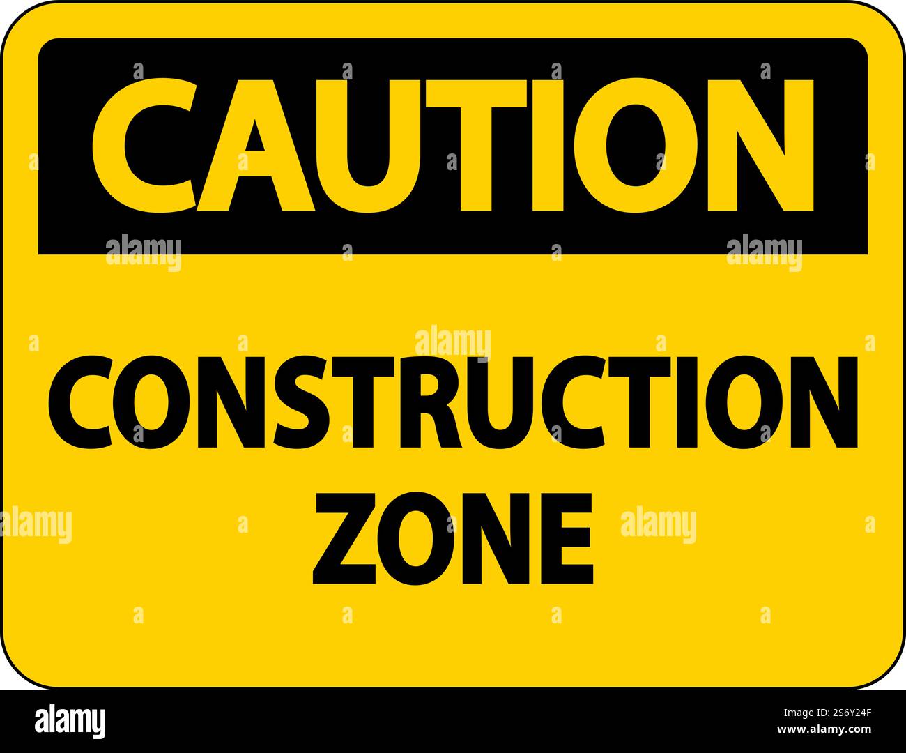 Caution Construction Zone Symbol Sign On White Background Stock Vector ...