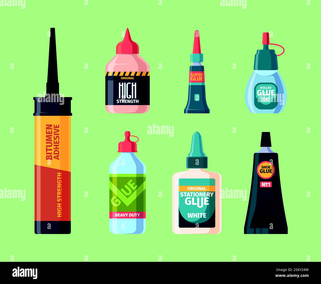 Glue. Packages bottles tubes and plastic containers for liquid glue ...