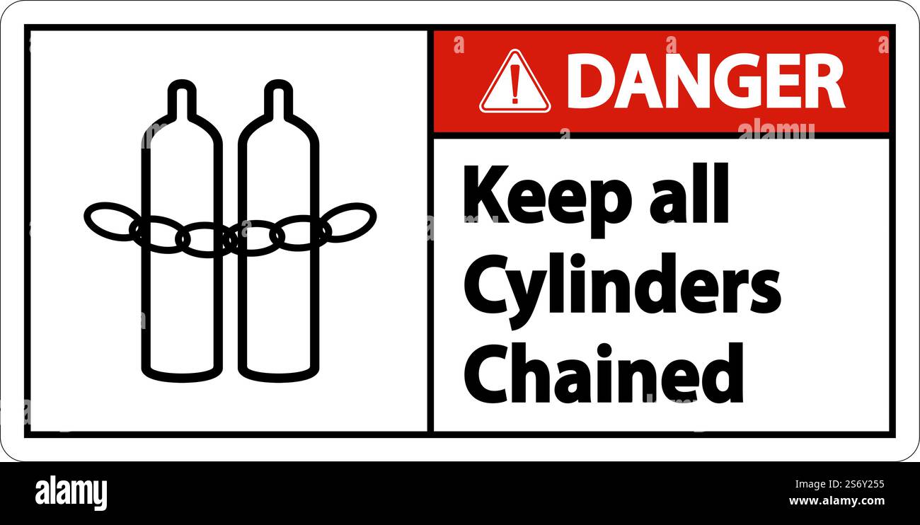 Danger Keep All Cylinders Chained Symbol Sign On White Background Stock ...