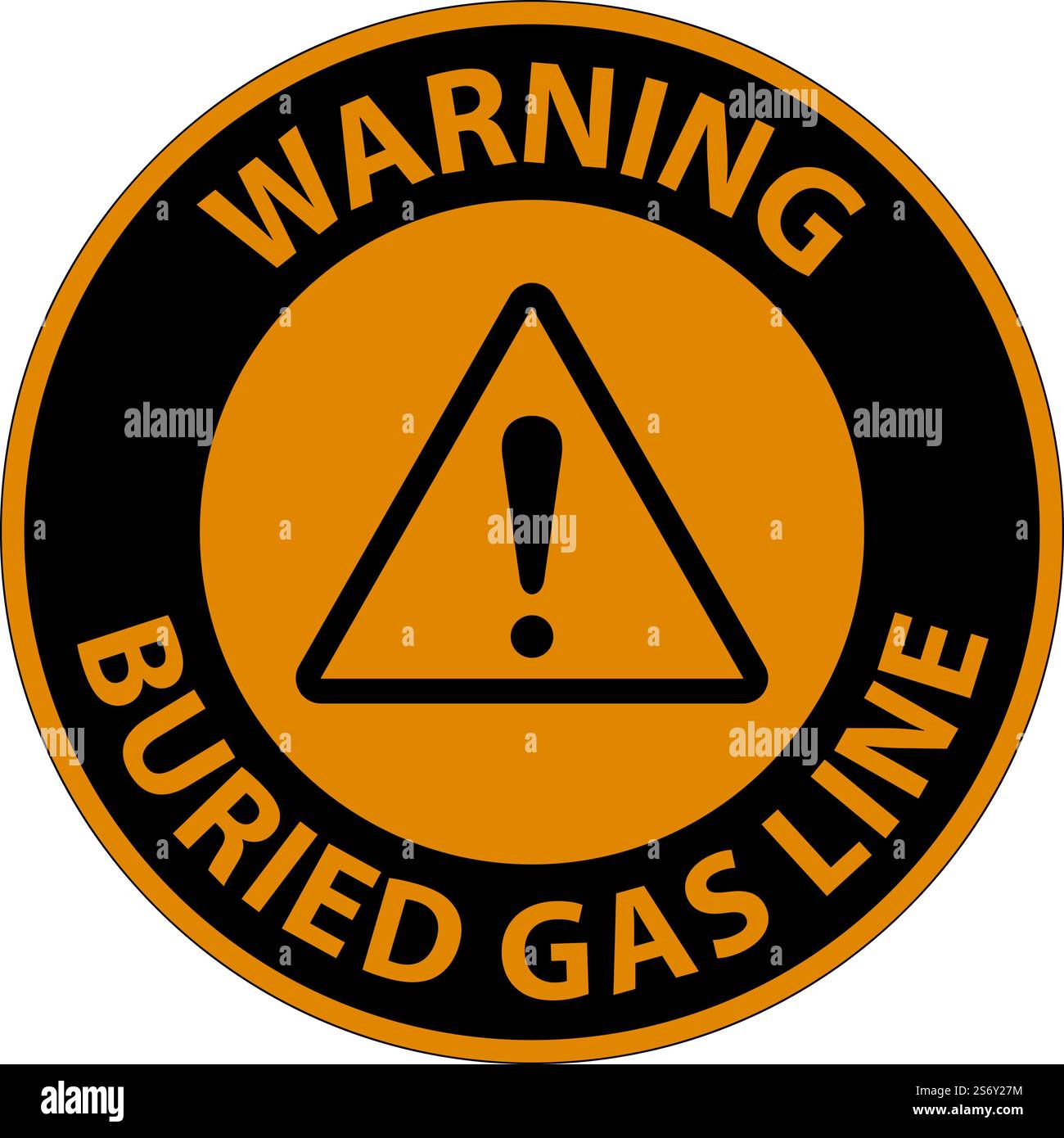 Warning Sign buried gas line On White Background Stock Vector Image ...