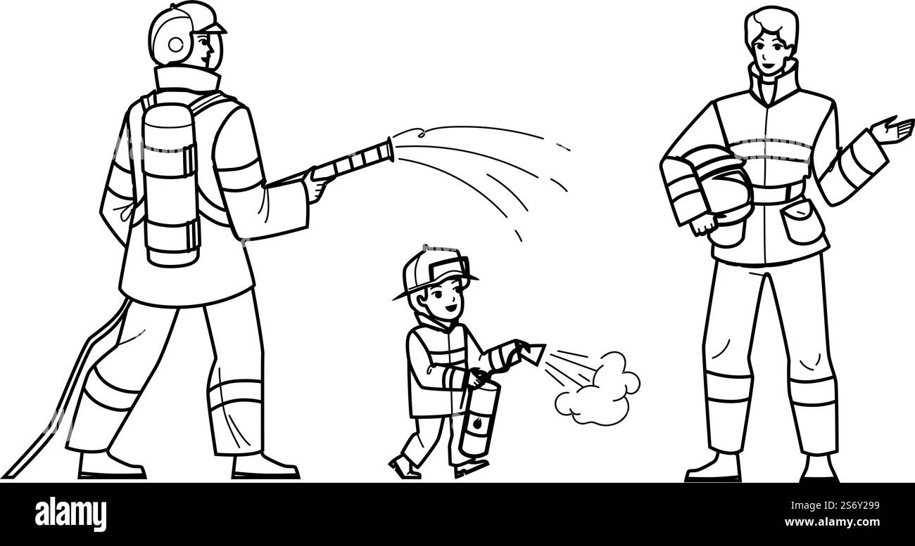 firemen vector. firefighter rescue, emergency fighter, safety equipment ...