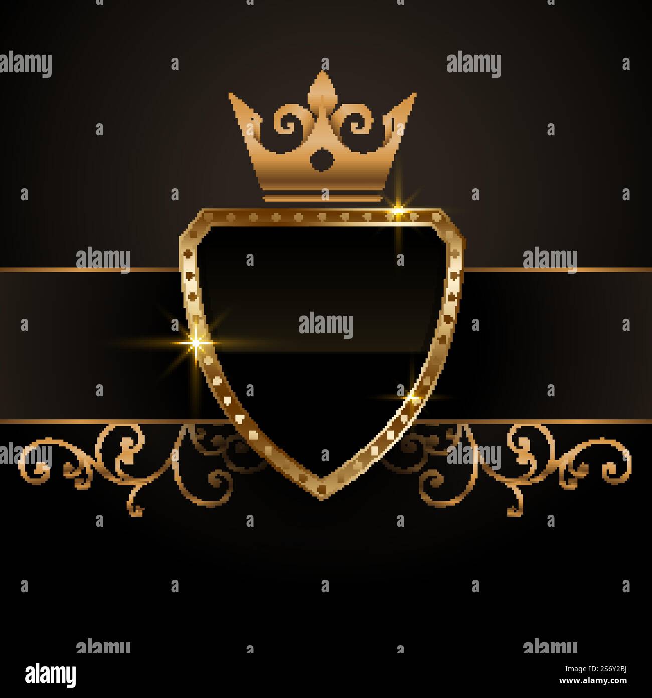 vintage royal golden crown shield empty symbol in king style Stock ...