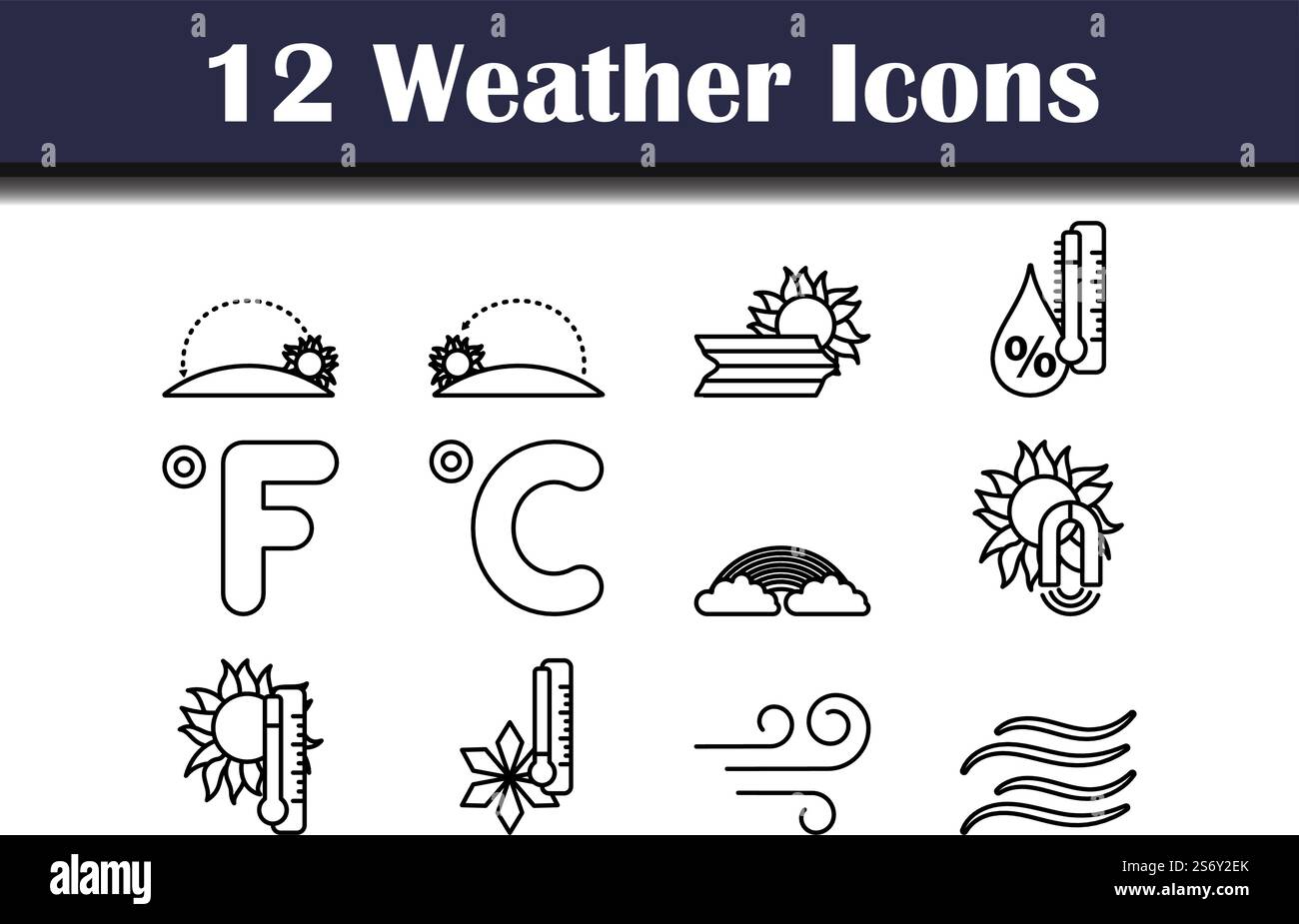 Weather Icon Set. Bold outline design with editable stroke width ...