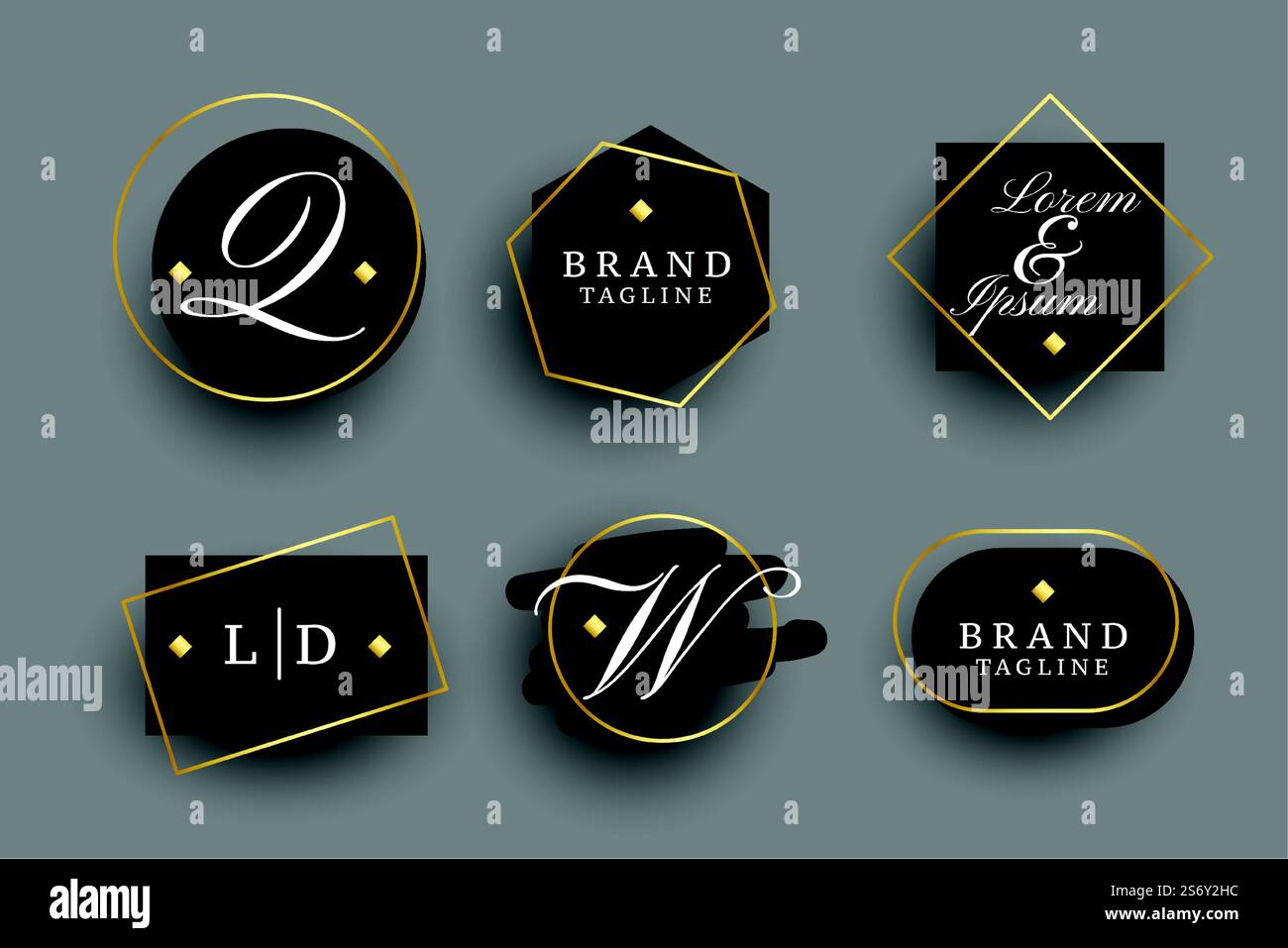 premium black golden logo monograms set Stock Vector Image & Art - Alamy