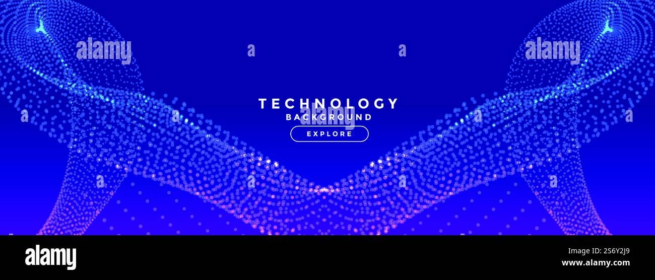 glowing digital particles abstract technology banner design Stock ...