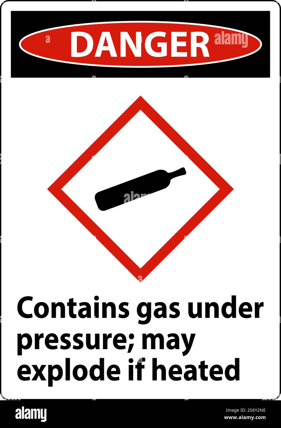 Danger Contains Gas Under Pressure GHS Sign On White Background Stock ...