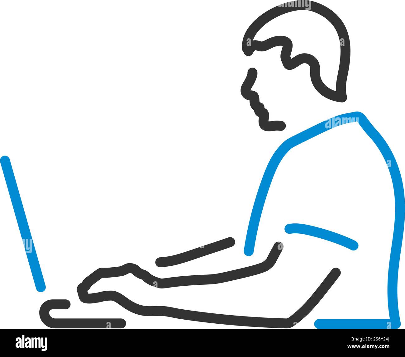 Writer At The Work Icon. Editable Bold Outline With Color Fill Design ...